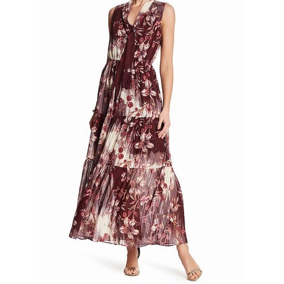 ECI | Dresses | Eci Floral Sleeveless Maxi Dress W Neck Tie | Poshmark